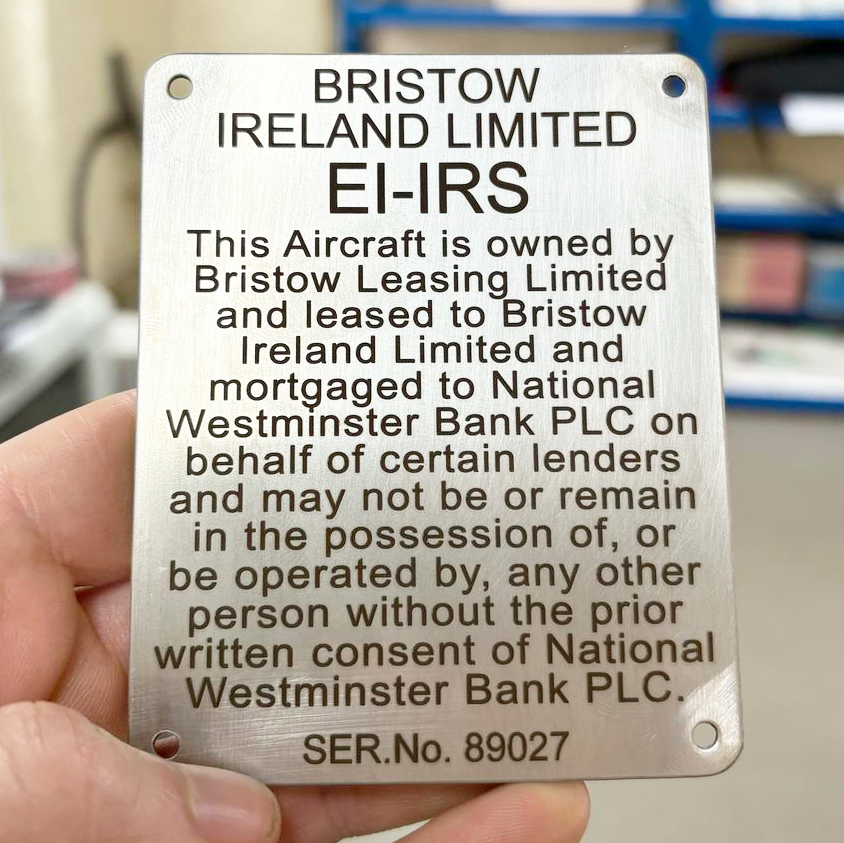 Aircraft ID Plate – Sussex Lasers